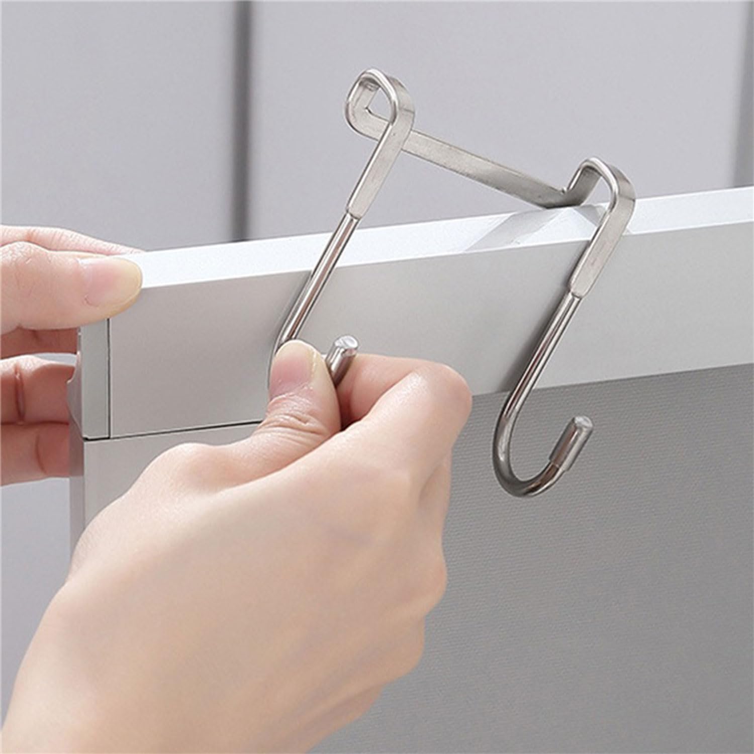 DEALSCHIC Over The Door Hooks, 4 Pack Shower Hooks Towel Hanger for Glass Door, Towel Hooks for Kitchen Bathroom Cabinets Cupboards, Stainless Steel Utility Hooks Fitting Wide and Thin Doors (White)