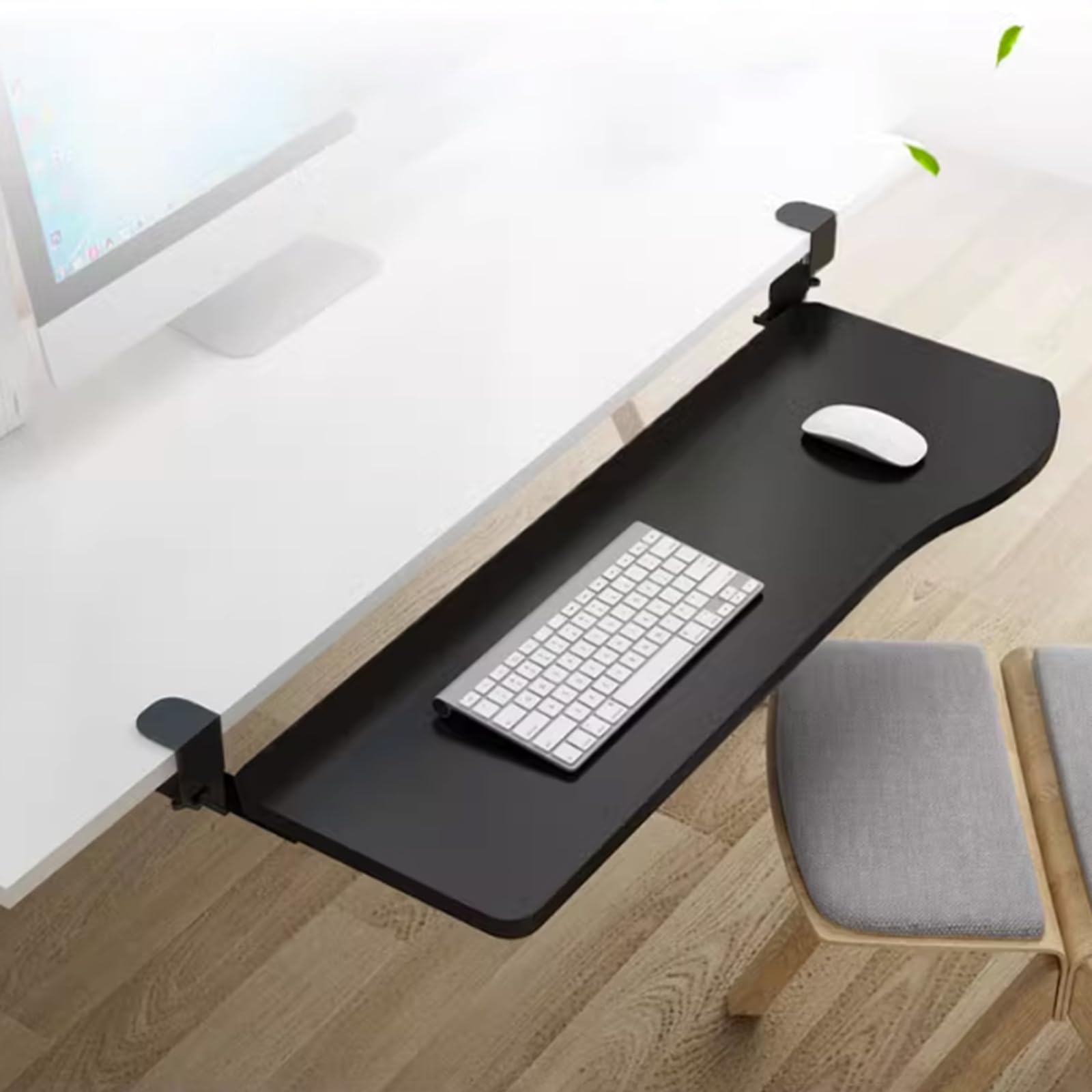 BBAUER Keyboard Tray Under Desk, Under Desk Keyboard Tray Slide Out, Keyboard Tray Under Desk Adjustable Height, for Office, Home