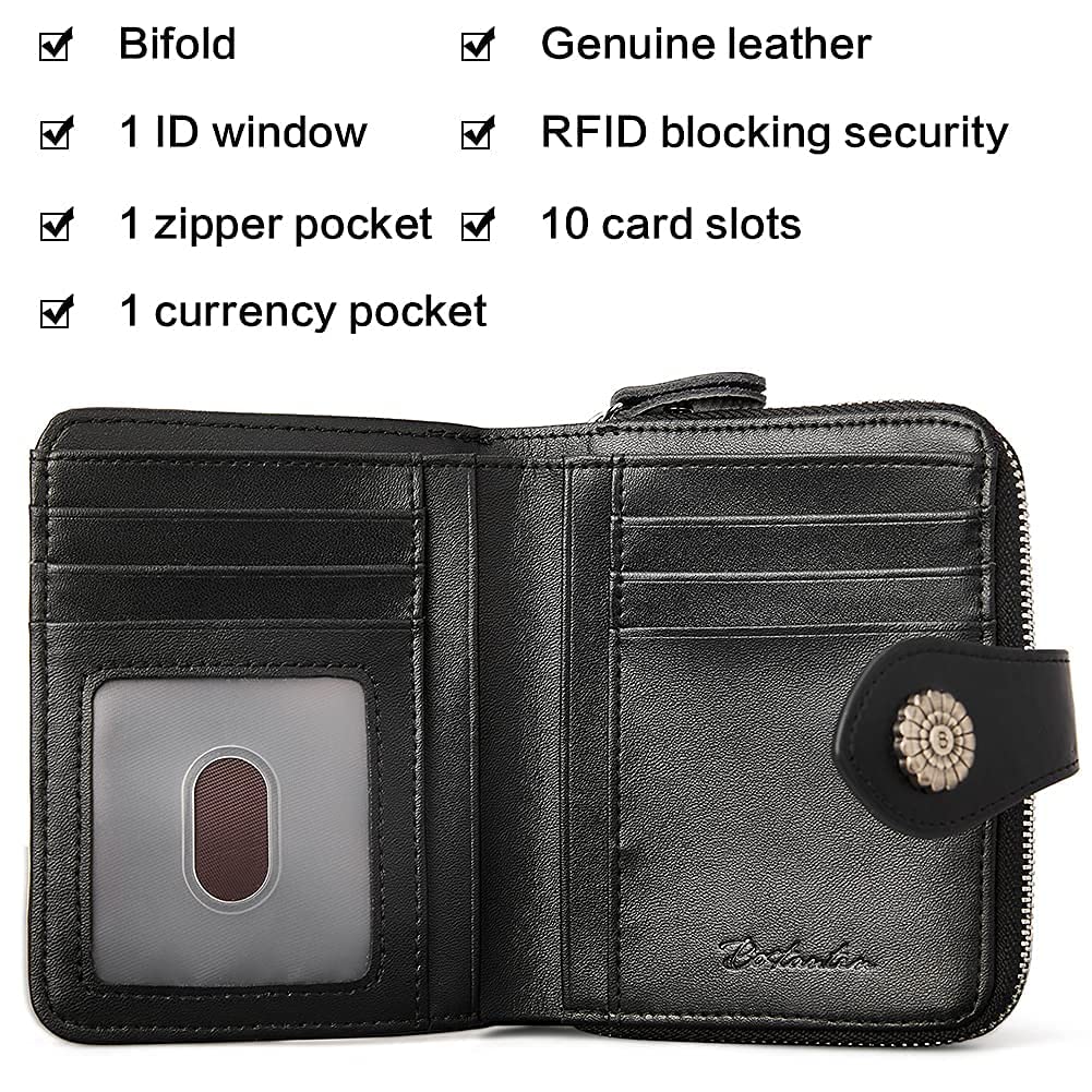 BOSTANTEN Women Handbags Designer Shoulder Tote Bag Soft Genuine Leather Purse Bundle with Women Leather Wallet RFID Blocking Small Bifold Wallet