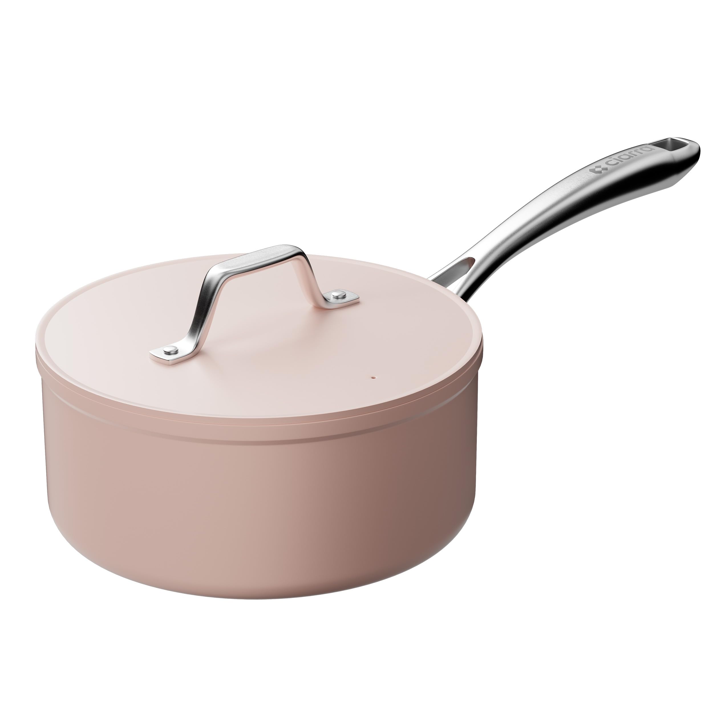 CIARRA Nonstick Sauce Pan, 3 QT Ceramic Sauce Pan with Lid, Non Toxic, PTFE & PFOA Free, Oven Safe & Compatible with All Stovetops, Orange