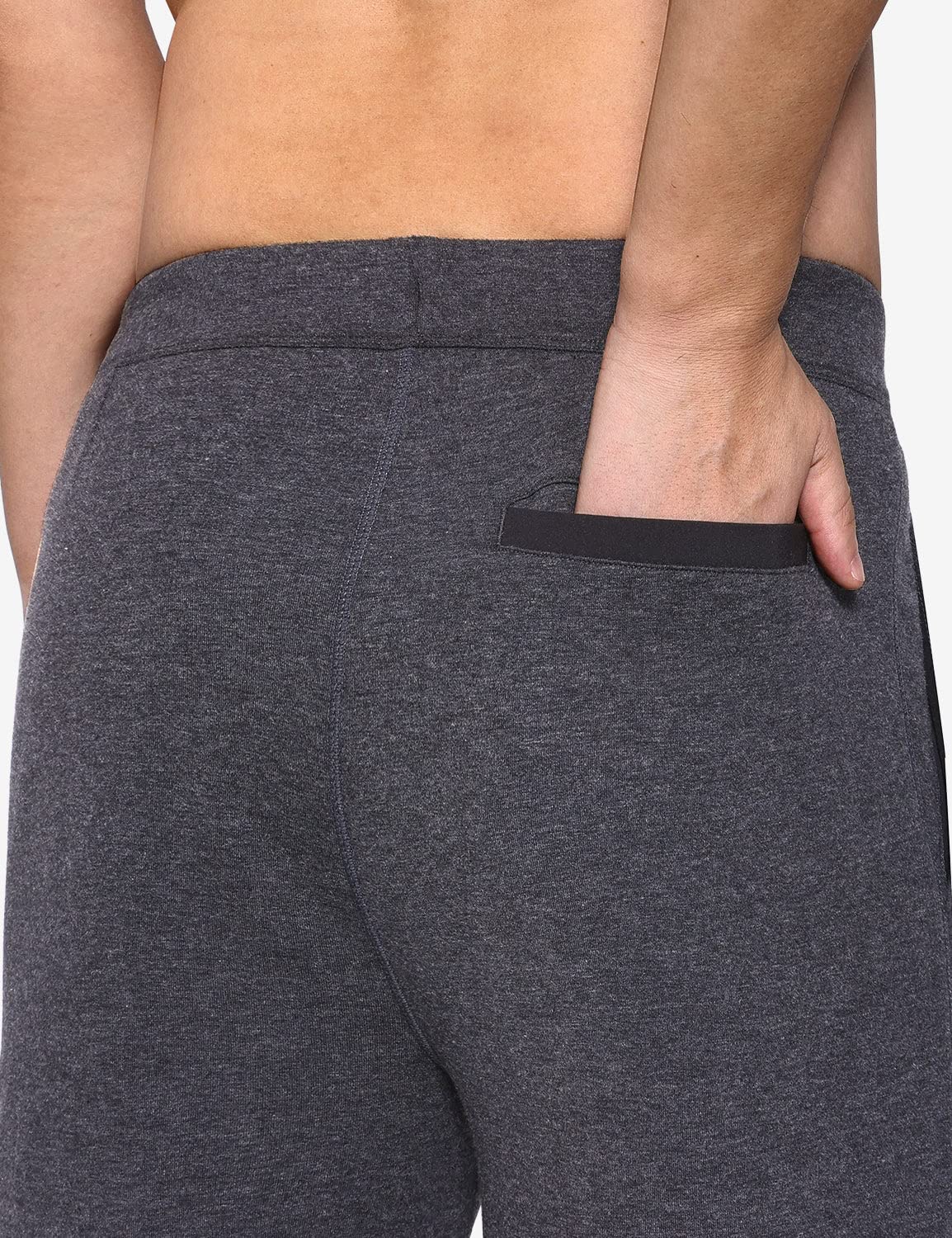 BALEAF Men's Jogger Running Cropped Pants Slim Fit Cotton Zipper Pockets Tapered Sweatpants Quick Dry Gym Office Grey Heather Large