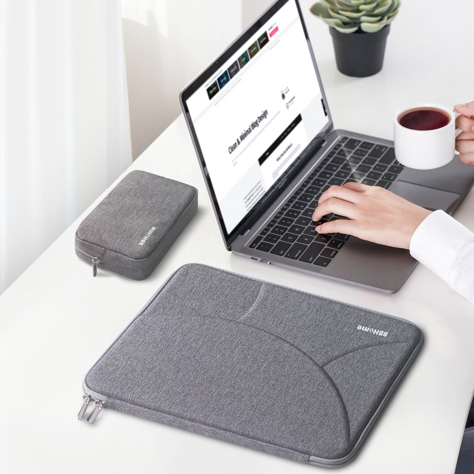BBHome Hard Shell Protective laptop sleeve for 13 inch MacBook Air M2/ M1 2023-2018, MacBook Pro M2/M1 2023-2016, Water-Resistant Laptop Case for Surface Pro, Dell XPS 13 with Accessory Bag (gray)