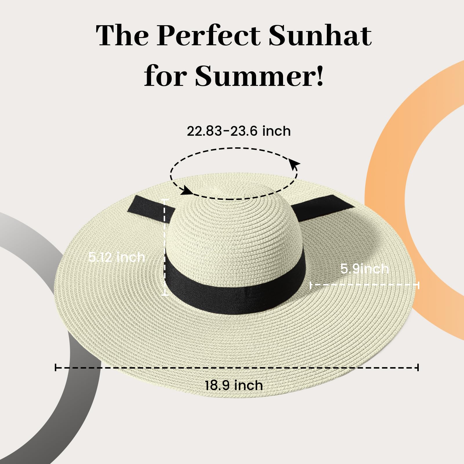 Beach Hats for Women, Wide Brim Sun Hat for Women UPF 50+ UV Sun Protection Floppy Straw Sun Hat Foldable Roll up Cap