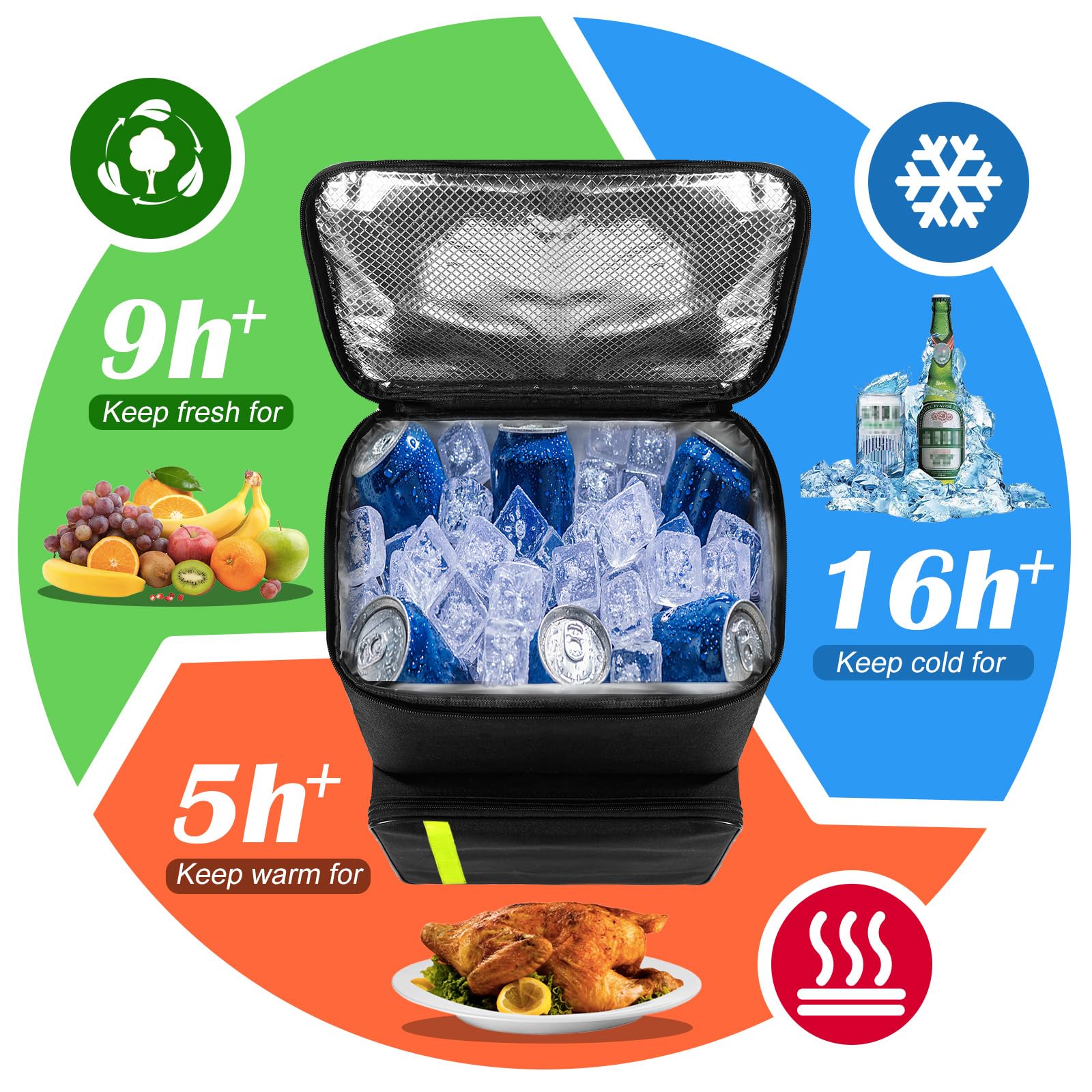 AURUZA 30L Backpack Cooler Bag, Black, Large Capacity, Insulated, Leak Proof, 16 Hours Cooling, 45 Cans