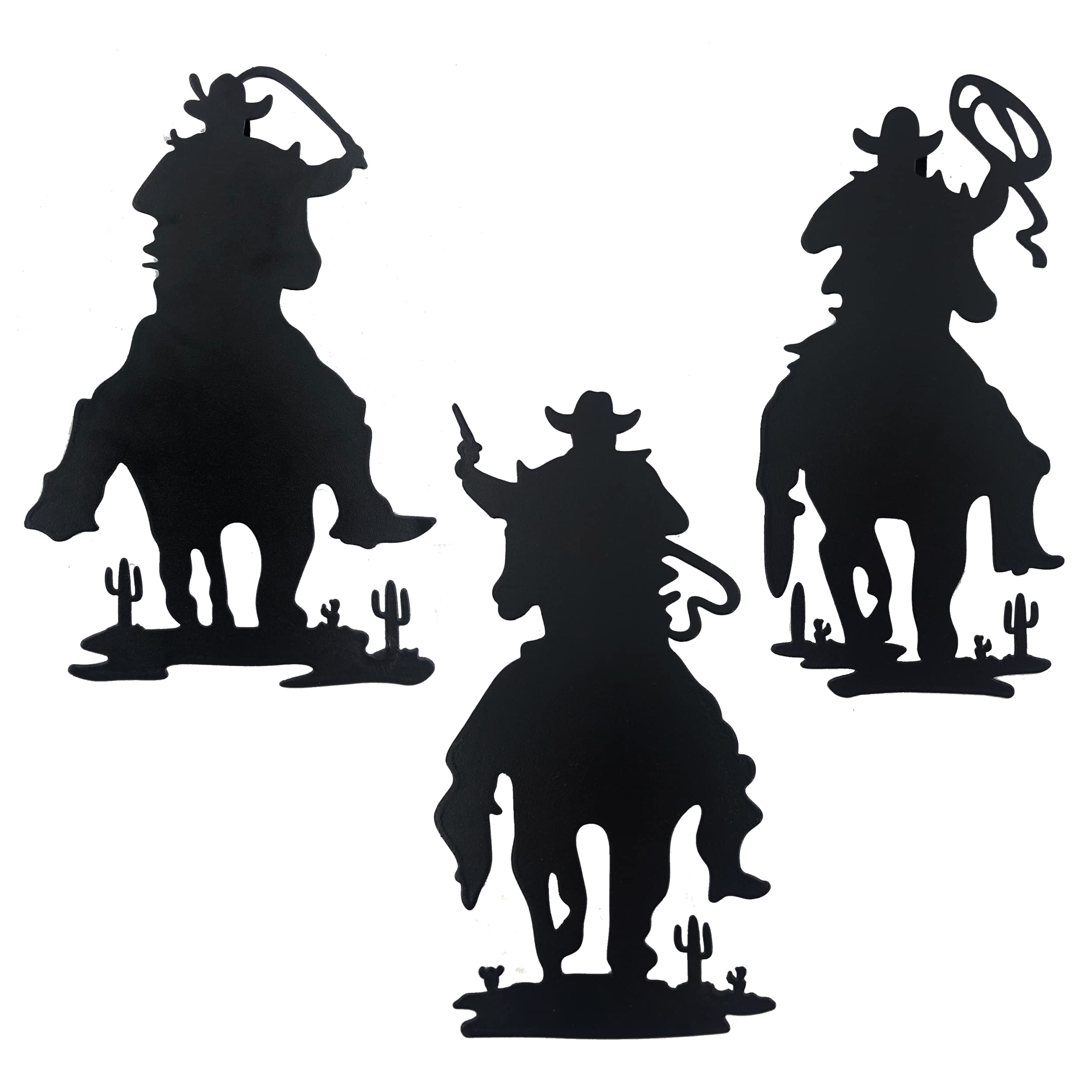 J-Fly Western Cowboy Wall Decor Vintage Cowboy Wall Art Indoor Home Decor Rustic Door Decorations Hanging Outdoor Indoor Bedroom Living Room Bathroom Black