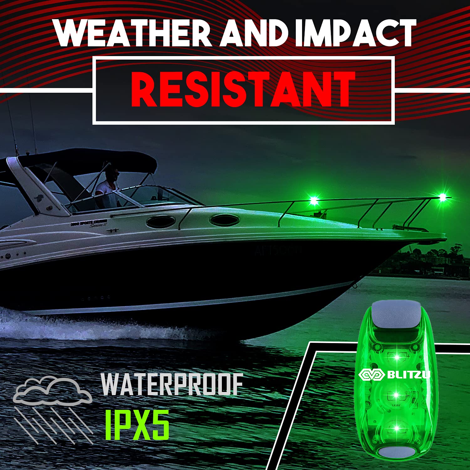BLITZU Kayak Strobe Light for Walking at Night Wrist Light Stroller Light Lights Running at Night Shoe Lights for Running at Night Light for Running at Night Backpack Reflector Dog Harness Light Green