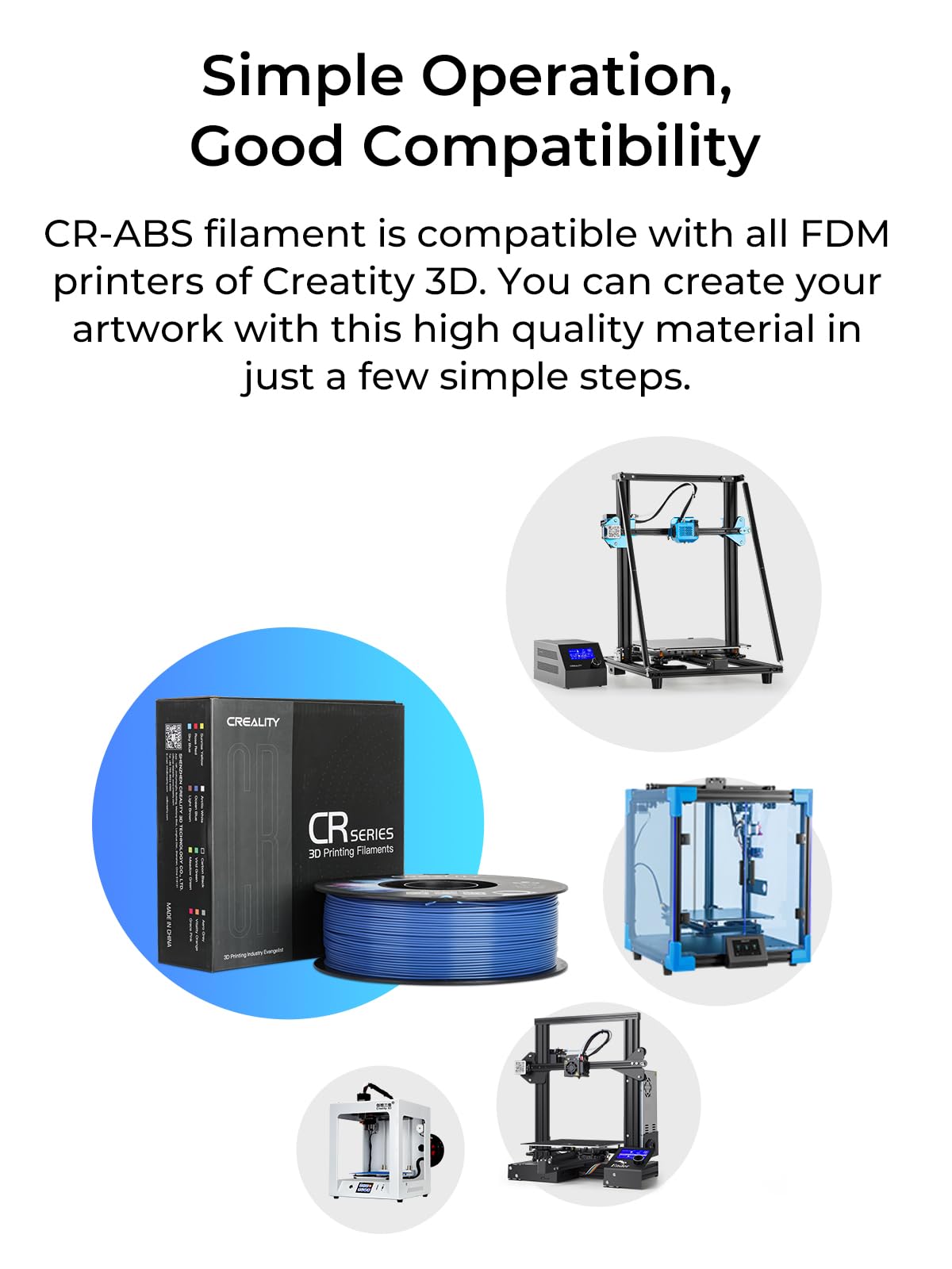 Creality ABS 3D Printing Filament 1.75mm, Excellent Resistance, Odorless Non-Toxic, Stability, Tough, 1kg(2.2lbs) ABS Filament 1.75mm for 3D Printer (Red)