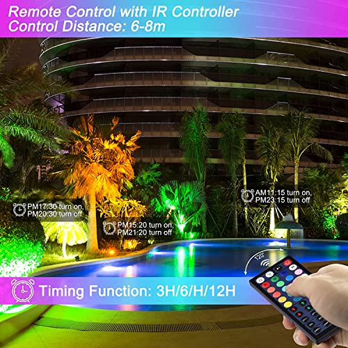 Smart Outdoor LED Flood Light,RGBW Landscape Light Stage Light Controled by APP/Alexa/Google Home,5000K 200W Equivalent IP66 Waterproof Timing Dimmable,Suit for Garden Party Halloween,2 Pack