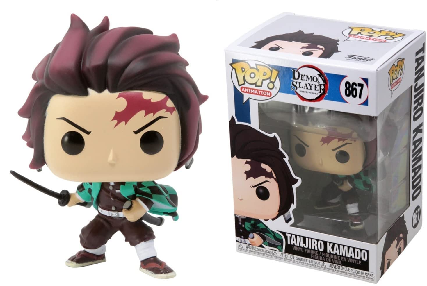 POP Demon Slayer - Tanjiro Kamado Funko Vinyl Figure (Bundled with Compatible Box Protector Case), Multicolor, 3.75 inches