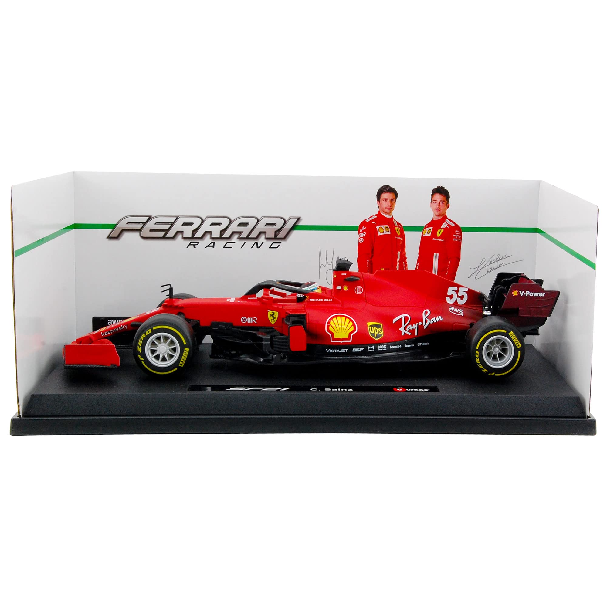 Bburago F1 Ferrari #55 Carlos Sainz 2021 1/18 Diecast Model Car 16809