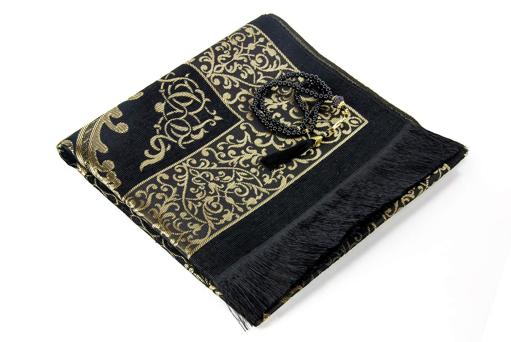 ihvan online Luxury Islamic Prayer Gift Box, Quran & Prayer Beads Tesbih & Muslim Prayer Rug & Miswak Stick & Solid Smell & Kufi Hats & Hacerul Esved, Deluxe 8 Piece SetRamadan & Eid Gift