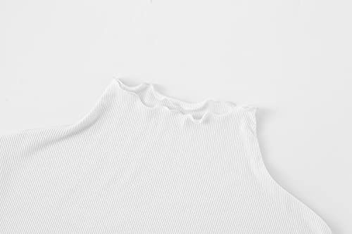 KLOTHO Long Sleeve Shirts for Women Dark Academia Clothing White Mock Turtleneck Top Large