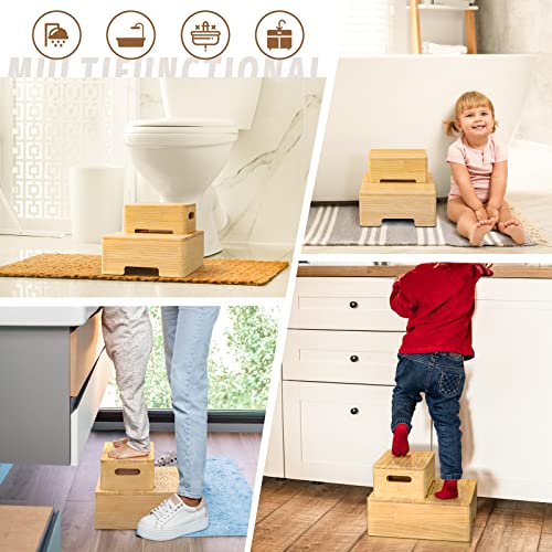 VITEVER Toddler Step Stool, Wooden Two Step Stool for Kids, Stackable and Non Slip Base Kids Step Stool for Bathroom, Potty Training, Kitchen, Bedroom