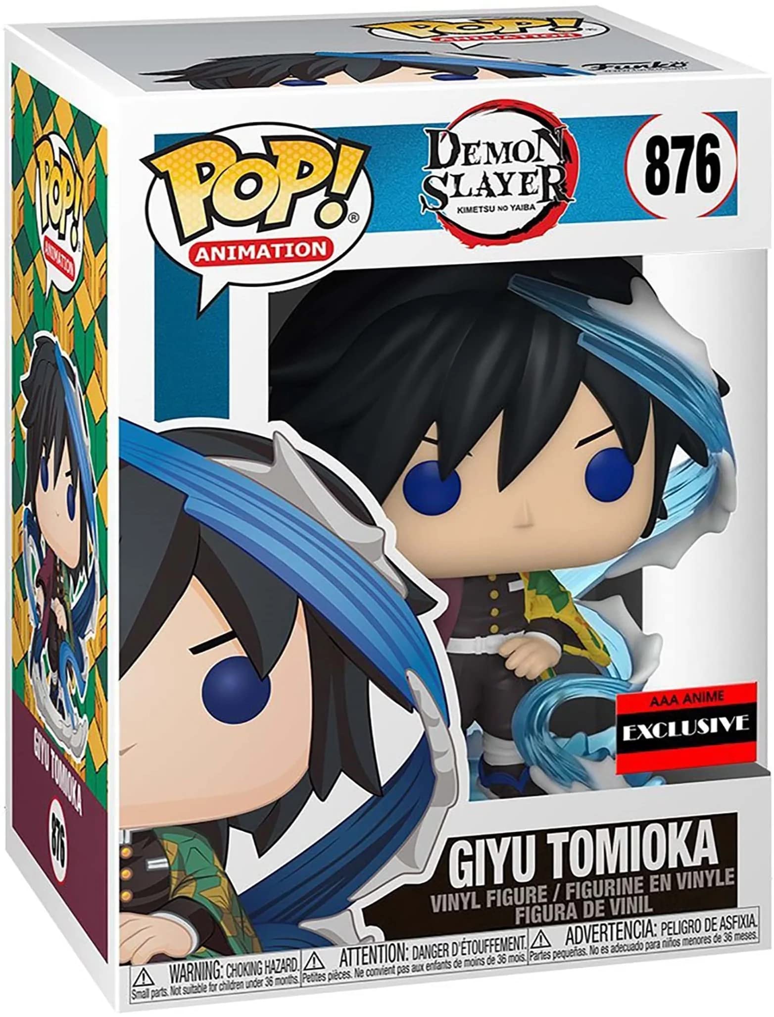 POP Demon Slayer - Giyu Tomioka Funko (AAA Anime Exclusive) Vinyl Figure (Bundled with Compatible Box Protector Case), Multicolor, 3.75 inches