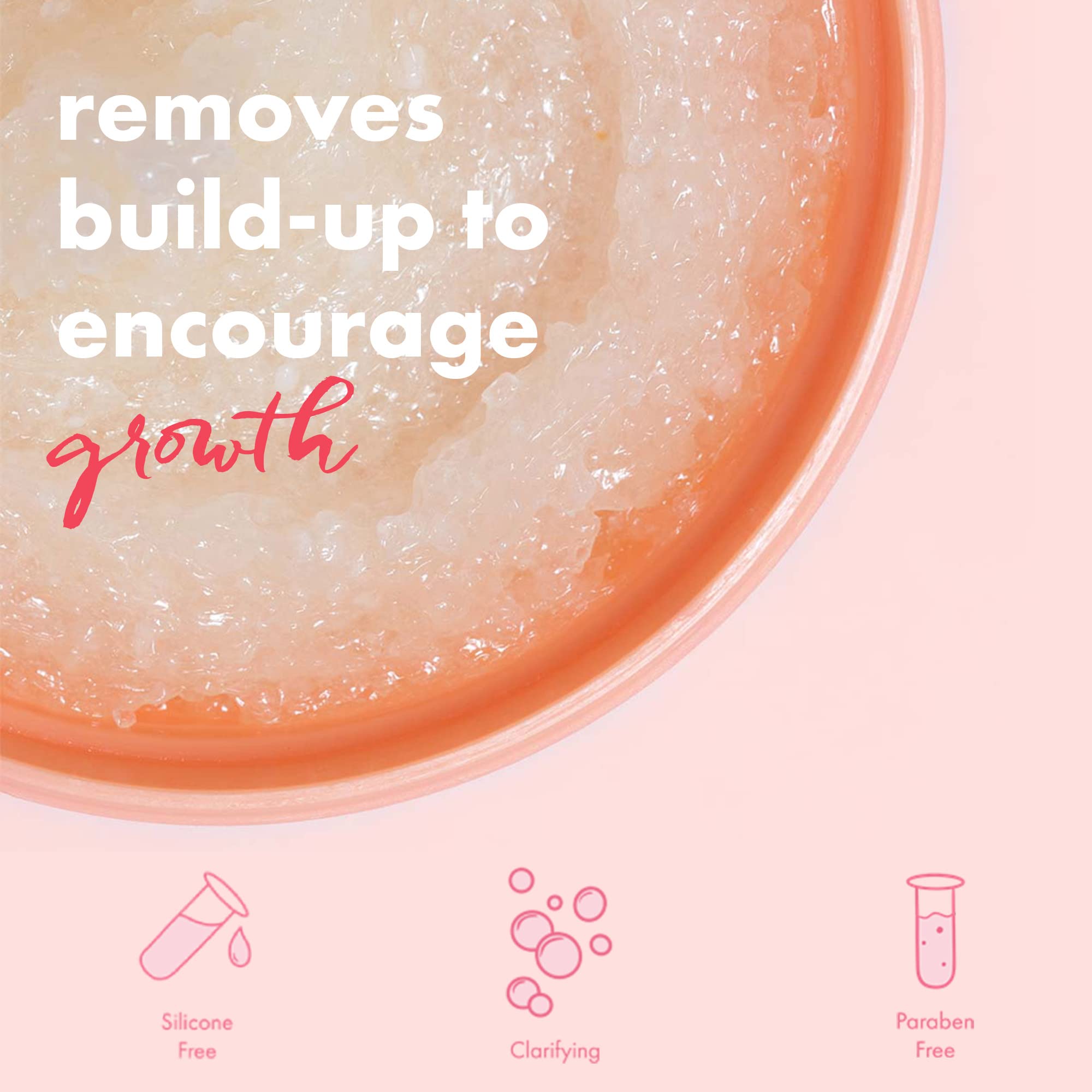 Umberto Giannini Grow Long Hair Growth Scrub Treatment - Vegan & Cruelty Free Grow Scrub Scalp Exfoliator with Caffeine-Gro Complex