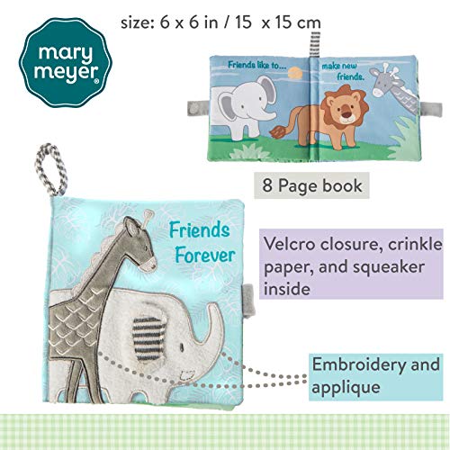 Mary Meyer Touch & Feel Soft Cloth Book with Crinkle Paper and Squeaker, Afrique Boutique Friends Forever