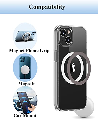 Metal Ring for Phone Case Wireless Charging/Magnetic Cell Phone Ring Holder, mag Attachment Ring, mag Sticker Safe, Compatible with Smartphone, 4 Pieces