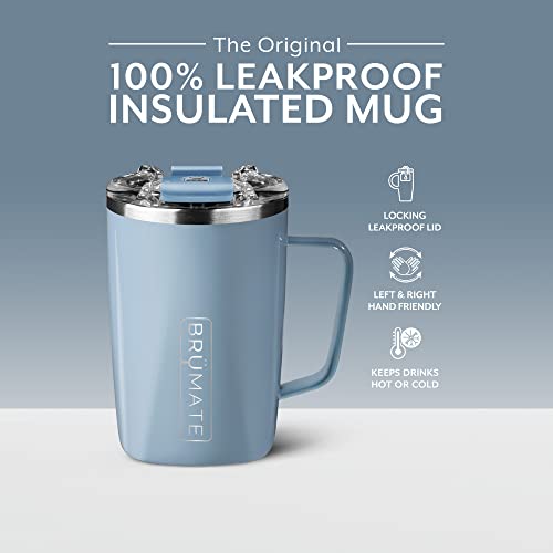 BrüMate Toddy - 16oz 100% Leak Proof Insulated Coffee Mug with Handle & Lid - Stainless Steel Coffee Travel Mug - Double Walled Coffee Cup (Denim)