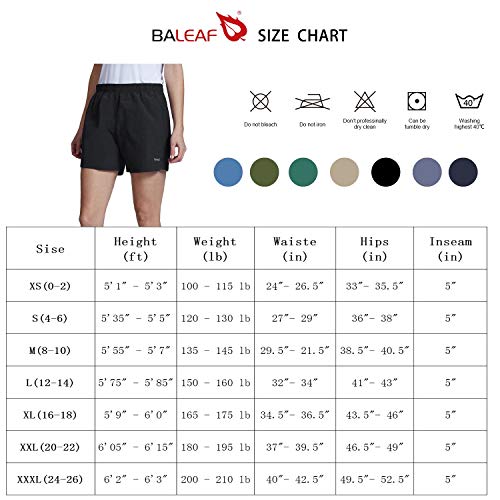 BALEAF Women's 5" Athletic Hiking Shorts Running Zipper Pockets Quick Dry Lightweight for Summer Golf Workout UPF 50+ Black Size M