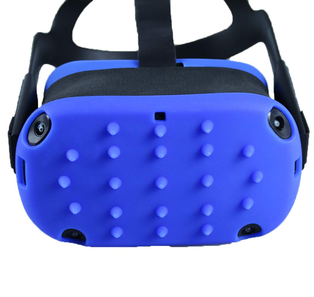 MASiKEN Silicone Mask Cover & Face Cushion for Oculus Quest, Head Cover Protection Skin Cap, Face Pad Replacement Accessories Shock-Resistant Sweatproof Lightproof (Blue)