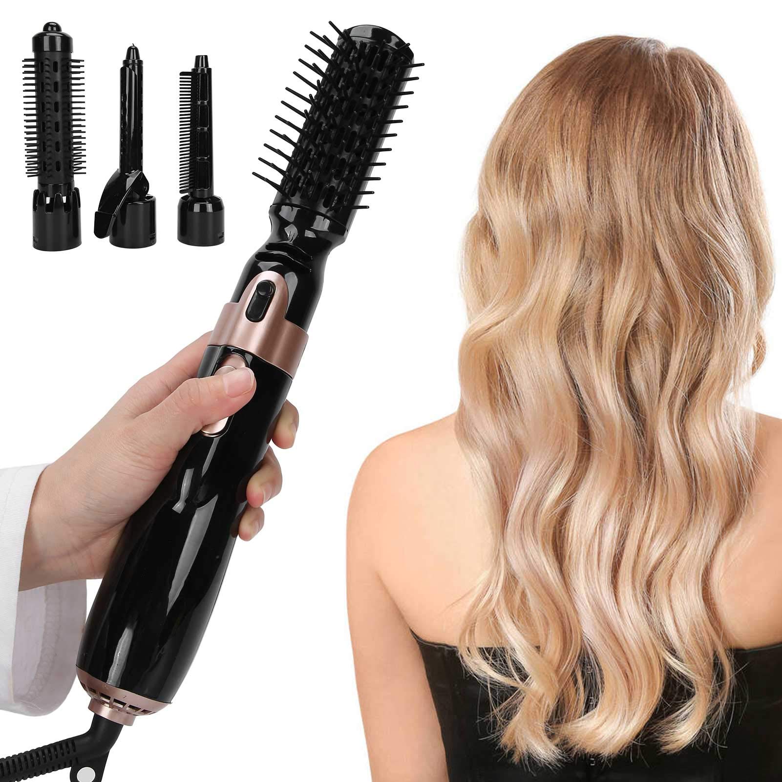 Automatic Hair Curler Curling Iron Multifunction 2 Temperature Ceramic Heating with Ergonomic Handle and 360° Rotating Cord for Easy Travel, 4 Replaceable Heads (US Plug 110V)