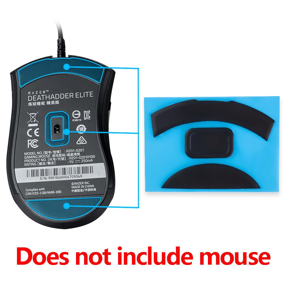 HUYUN New Mouse Skates & Mouse Feet & Mice Feet & mouseskates for Razer Deathadder Elite (Comes with 2 Sets)