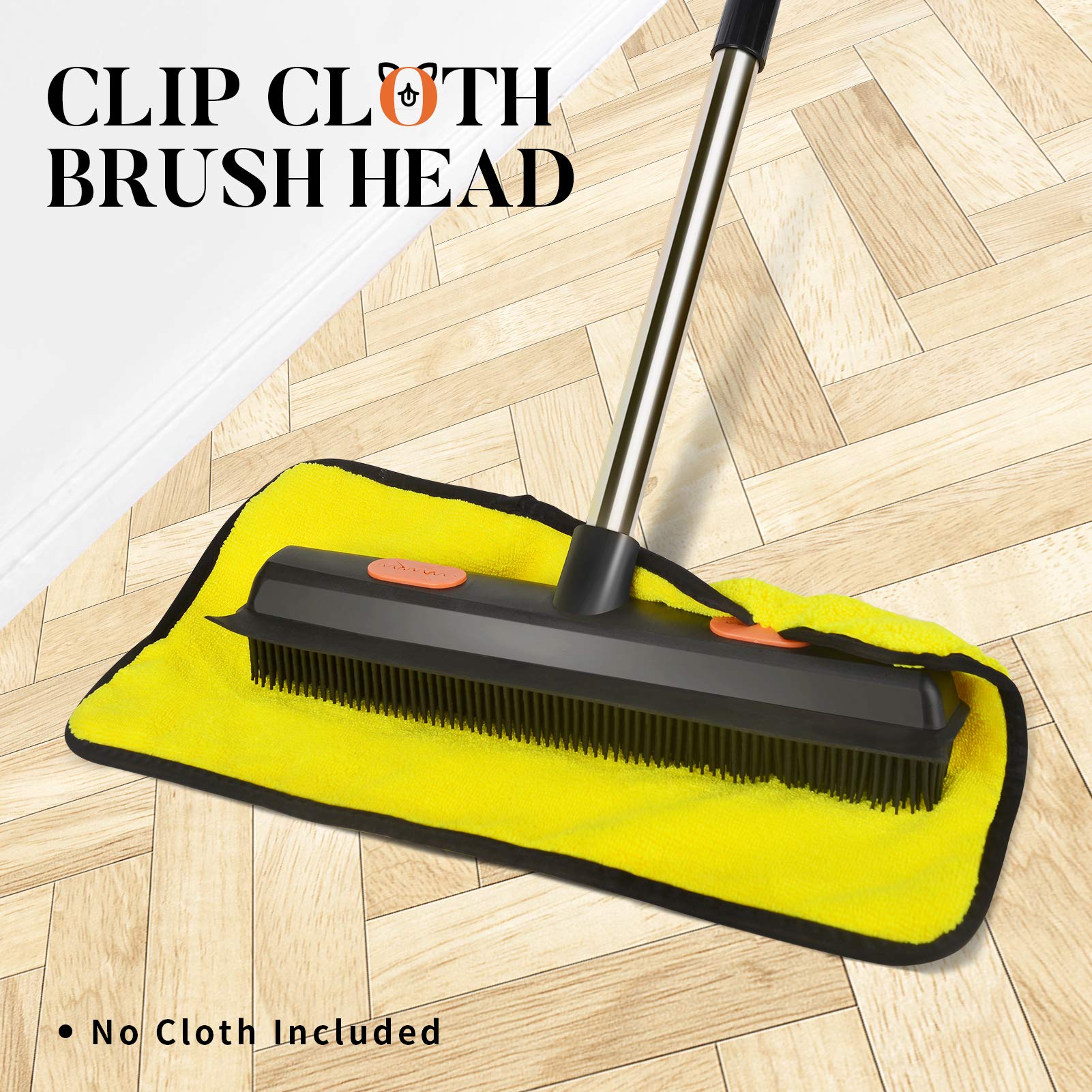 Conliwell Rubber Broom Carpet Rake for Pet Hair, Fur Remover Broom with Squeegee and 18" Professional Microfiber Mop Floor Cleaning System