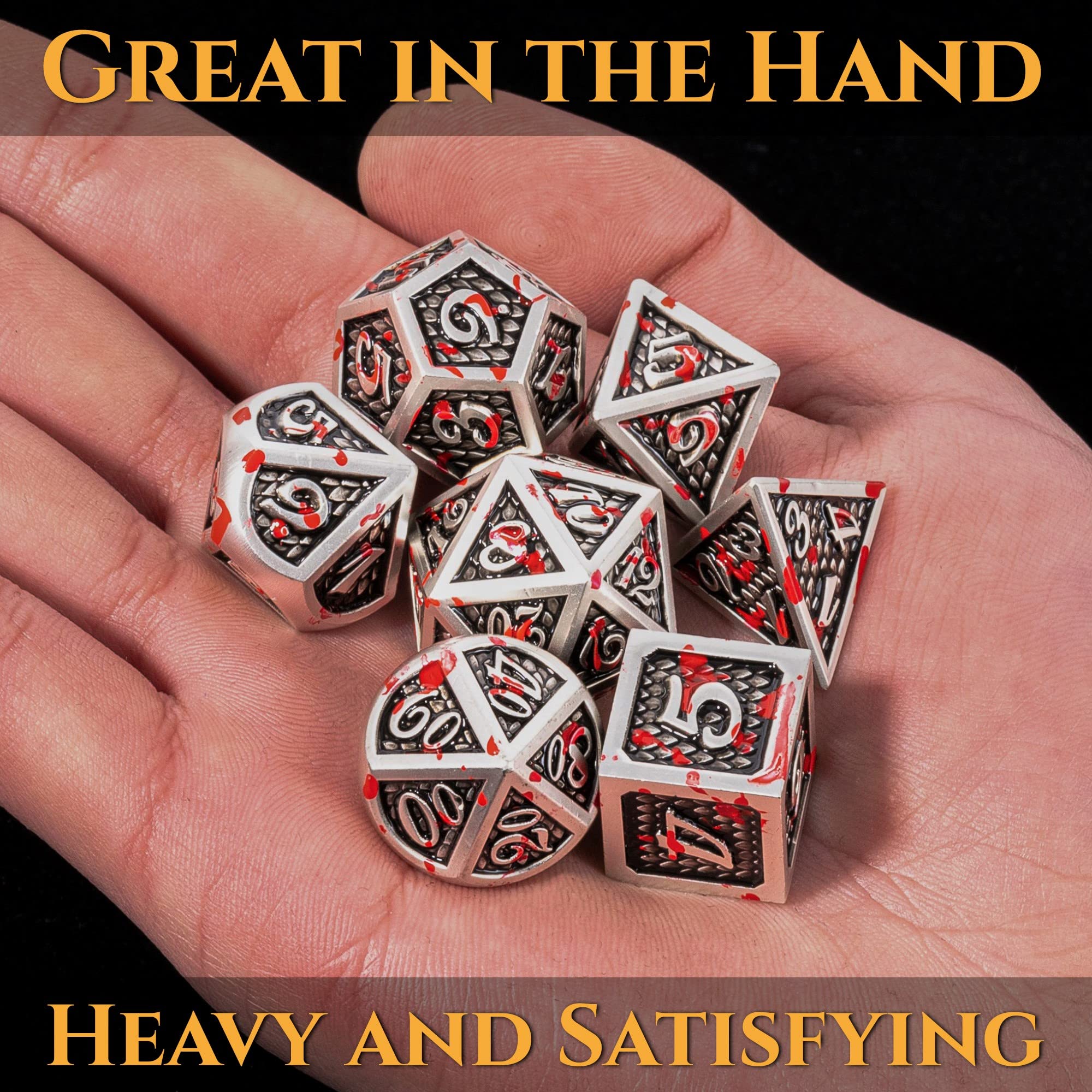 Celtic Knot Dice Tray and Blood spattered dice (Silver)