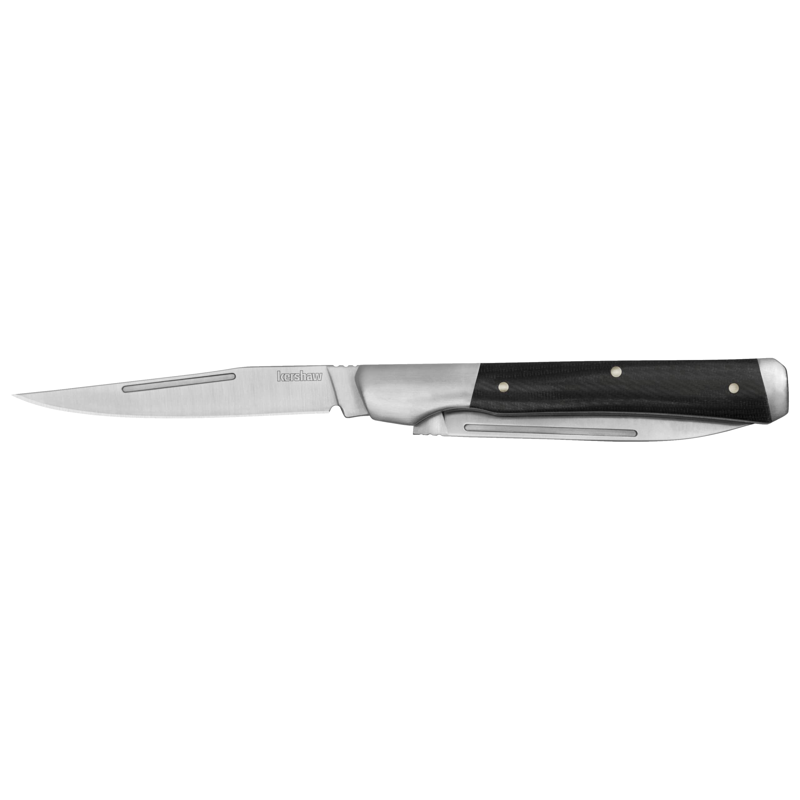 Kershaw Allegory Manual Folding Pocket Knife, Two Bladed Knife with Clip Point and Spear Point Blades, Slipjoint with Micarta Handle,Black