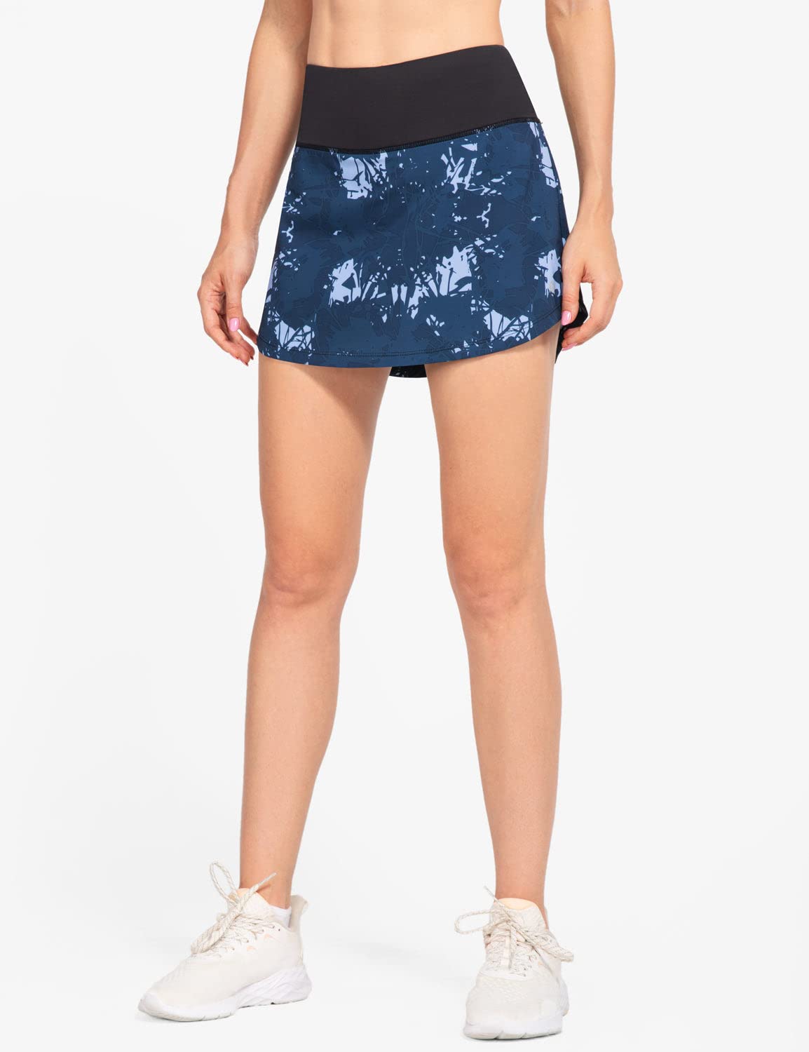BALEAF Women's Tennis Skirts High Waisted Athletic Skort Skirts Golf Running Skirts with Zipper Pocket Printed 5 M