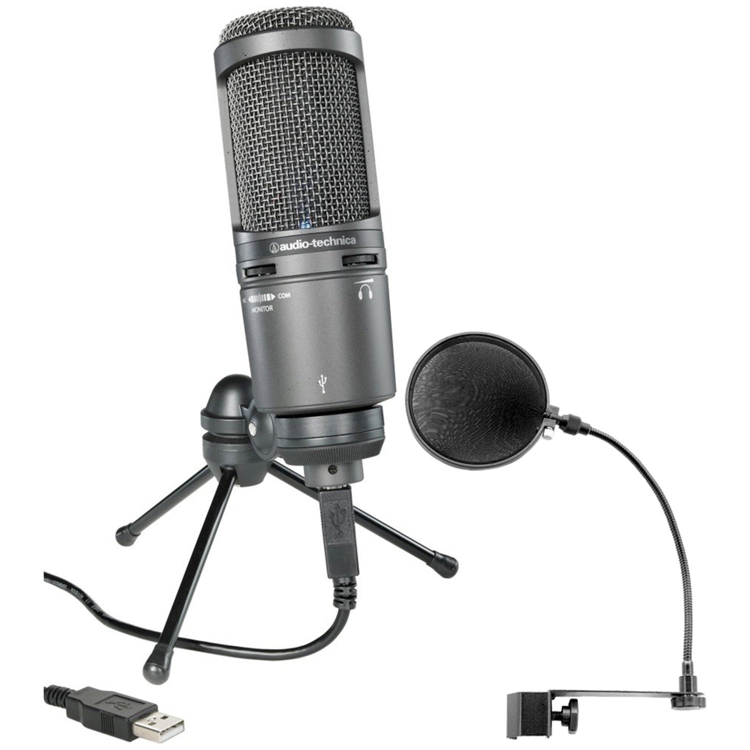 Audio-Technica AT2020USB Plus Condenser Microphone with Pop Filter