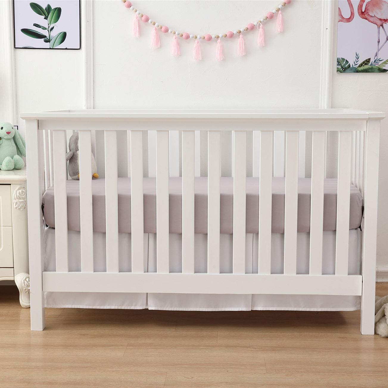 Belsden 3 Pack Microfiber Durable Crib Sheets Fitted, Silky Soft Smooth Breathable Baby Sheets Set for Boys Girls, 28''x 52'' Fits Standard Crib and Toddler Mattresses, White + Gray + Lt Gray