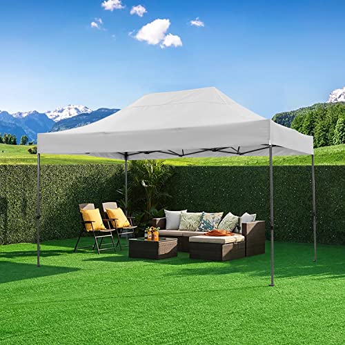 COBIZI 10x15 Pop up Canopy Gazebo 3.0, Easy up Heavy Duty Canopy with 4 Removable Sidewalls, High Stability, All Weather Sunshade 100% Waterproof Outdoor Canopy Tents, White