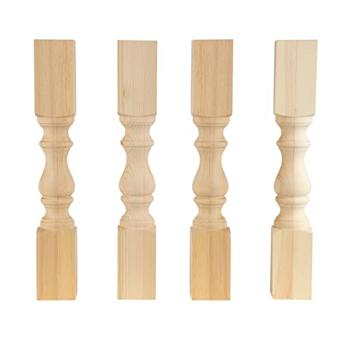 CAROLINA LEG CO. Chunky Monastery Farmhouse End Table Legs - Unfinished - DIY Furniture - Turned Legs - Set of 4 - Dimensions: 3.5" x 23"