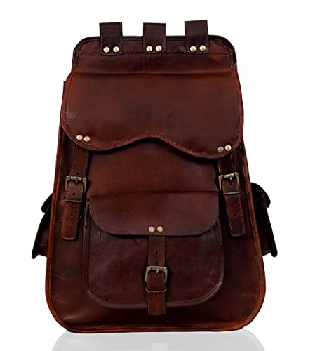 C CUERO Leather 20 Inch Backpack Rucksack Travel Laptop Large Backpack For Men And Women