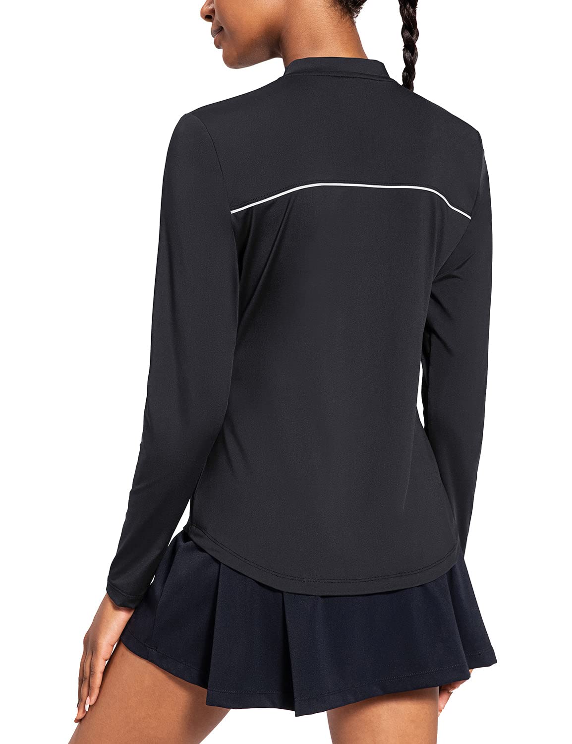 BALEAF Women's Tennis Shirts Golf Shirts Long Sleeve Moisture Wicking 1/4 Zip UPF50+ Active Tops Mist Purple M