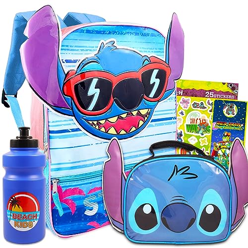 Fast Forward Lilo and Stitch Backpack with Lunch Box - Bundle with 16ā Lilo and Stitch Backpack, Lilo and Stitch Lunch Bag, Water Bottle, Stickers | Lilo and Stitch School Backpack