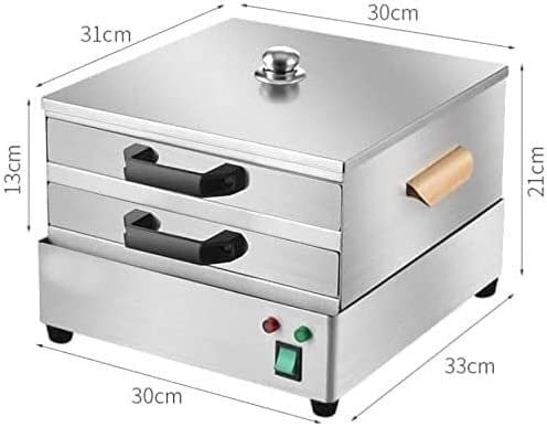 DAREV Electric Cantonese Rice Noodle Rolls Machine, 2 Layer Stainless Steel Steamed Vermicelli Roll Steamer with 3 Steameing Tray