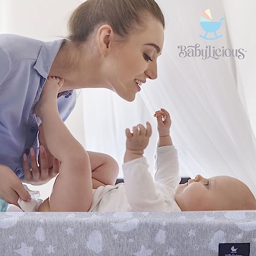 Waterproof Baby Changing Pad | Contoured Non Slip Infant Table Topper Changer Mat with Security Straps for Changing Table | Cozy Breathable Washable Diaper Change Table Pad for Babies by Babylicious