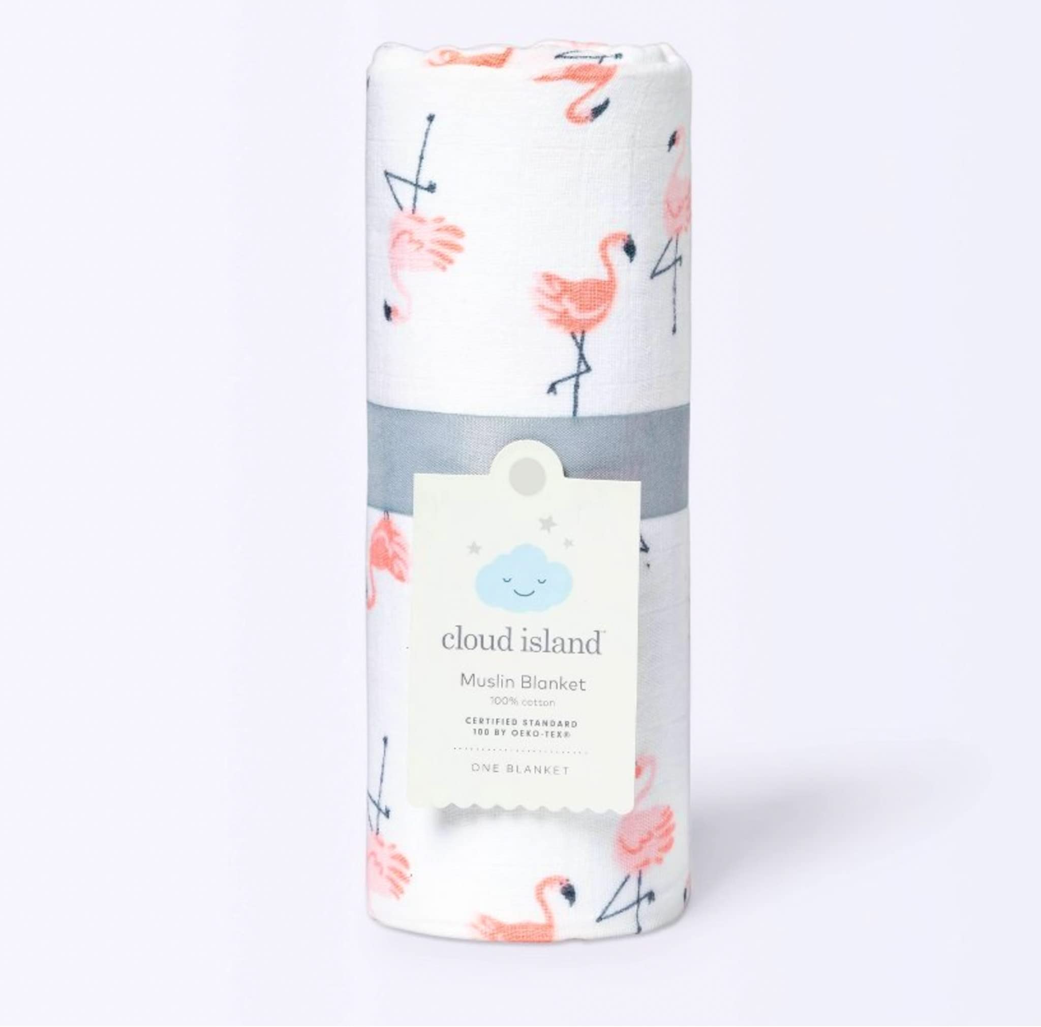 Cloud Island Swaddle Muslin Blanket - Flamingos White/Pink