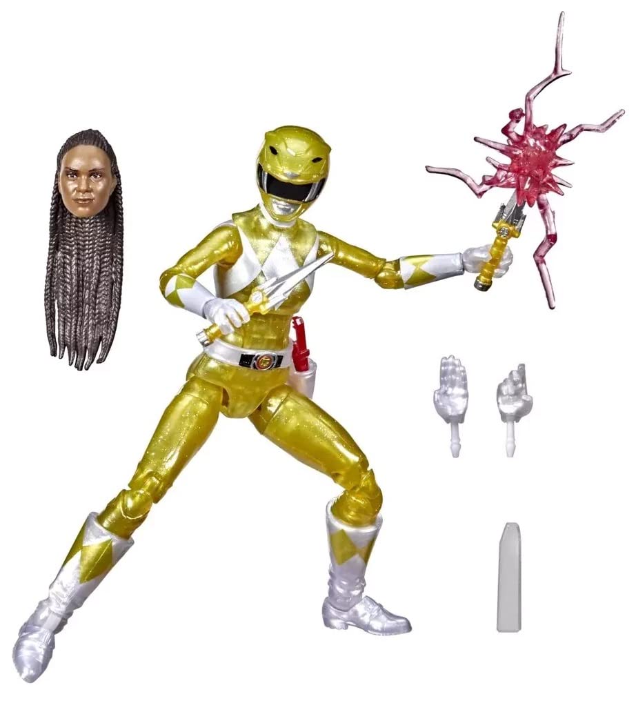 Power Rangers Lightning Collection Mighty Morphin Metallic Yellow Ranger 6-Inch Premium Collectible Action Figure Toy with Accessories F2937