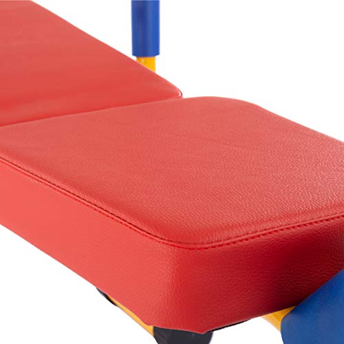 Hey! Play! Toy Bench and Leg Press – Children’s Play Workout Equipment for Beginner Exercise, Weightlifting, Powerlifting - for Boys and Girls, Brown (80-SH-04)