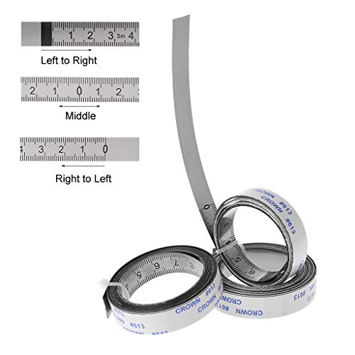 CHBC Self-Adhesive Measuring Tape with Adhesive Backing, Left To Right Reading, Right To Left, Middle to both sides, Stainless Steel, Miter Track Router Ruler (1M, Left to Right)