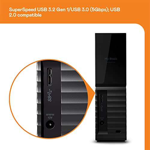 WD 16TB My Book Desktop External Hard Drive, USB 3.0, External HDD with Password Protection and Backup Software - WDBBGB0160HBK-NESN