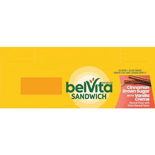 belVita Breakfast Sandwich Cinnamon Brown Sugar with Vanilla Creme Breakfast Biscuits, 30 Total Packs, 6 Boxes (2 Sandwiches Per Pack)
