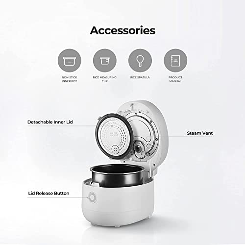 CUCKOO CR-0375F | 3-Cup (Uncooked) Micom Rice Cooker | 10 Menu Options: Oatmeal, Brown Rice & More, Touch-Screen, Nonstick Inner Pot | White (Renewed)
