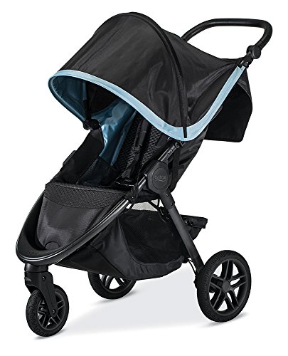Britax B-Free Stroller, Frost - All Terrain Tires - Adjustable Handlebar - One Hand Fold - Large UV50 Canopy