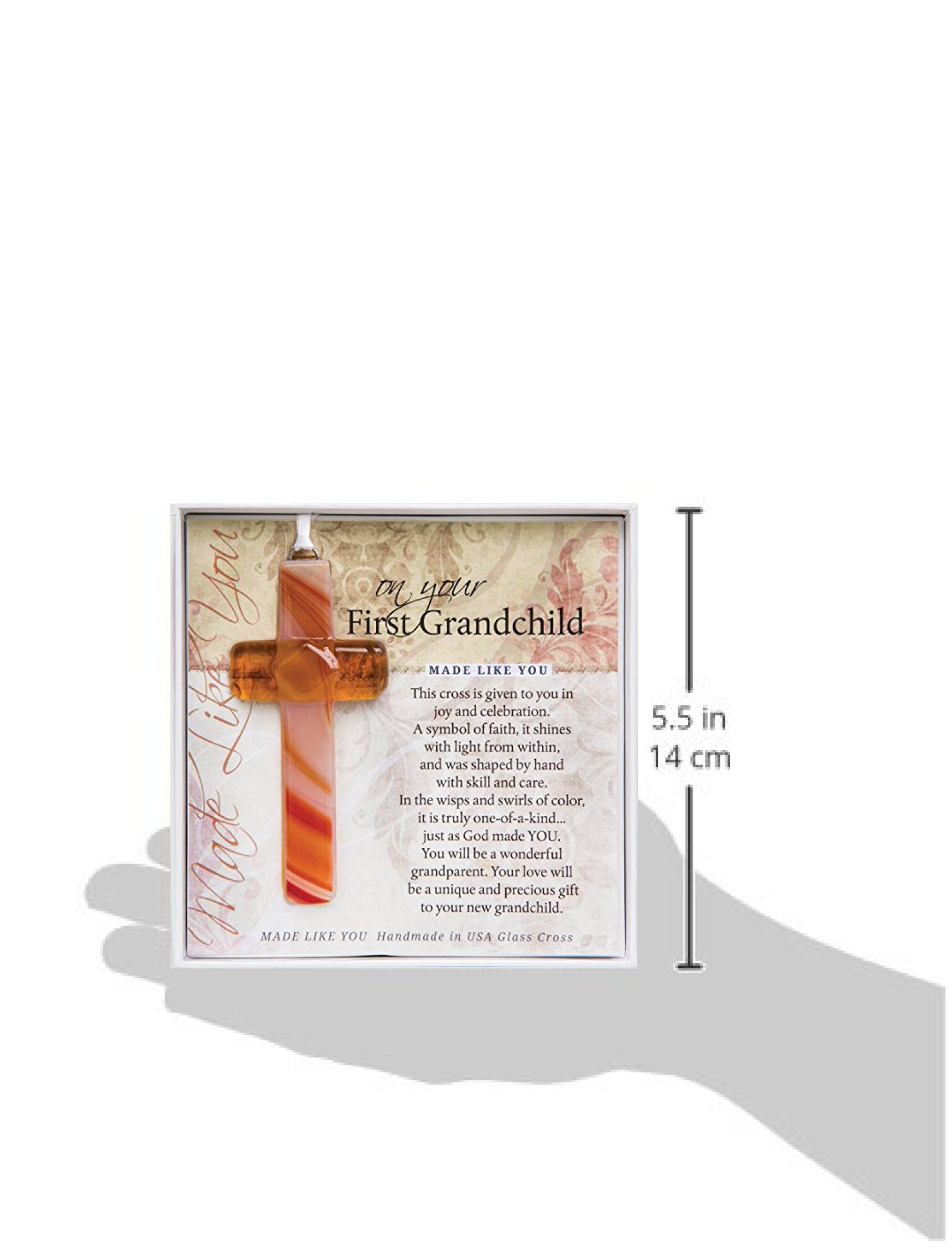On Your First Grandchild Keepsake Glass Cross Gift for New Grandparents