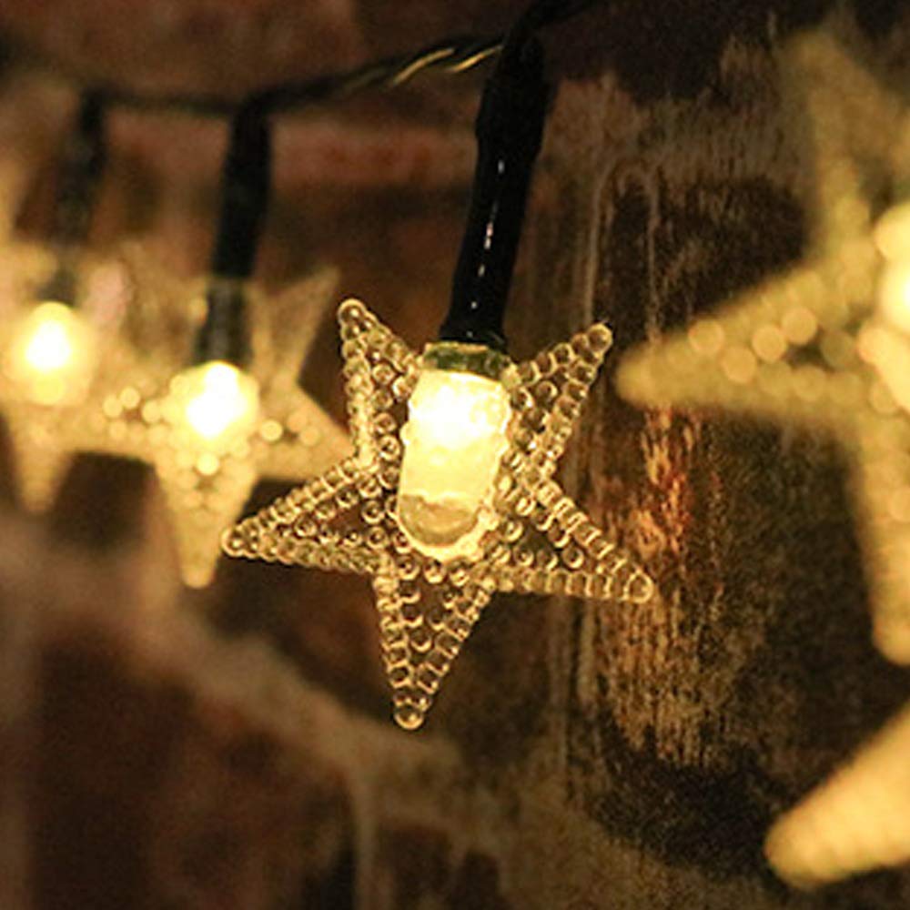SMATOLS Solar Christmas Snowflake String Lights,50 LED Waterproof Multicolor Fairy Lights for Garden