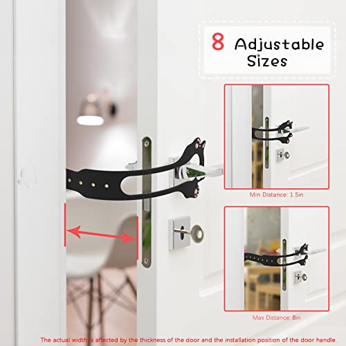 Cat Door Latch Holder,【8 Adjustable Sizes】 Stronger Flex Cat Door Stopper, Keep Door Open 1.5" to 8", Let's Cats in and Keeps Dogs Out of Litter & Food, No Tool Required & No Wall Damage